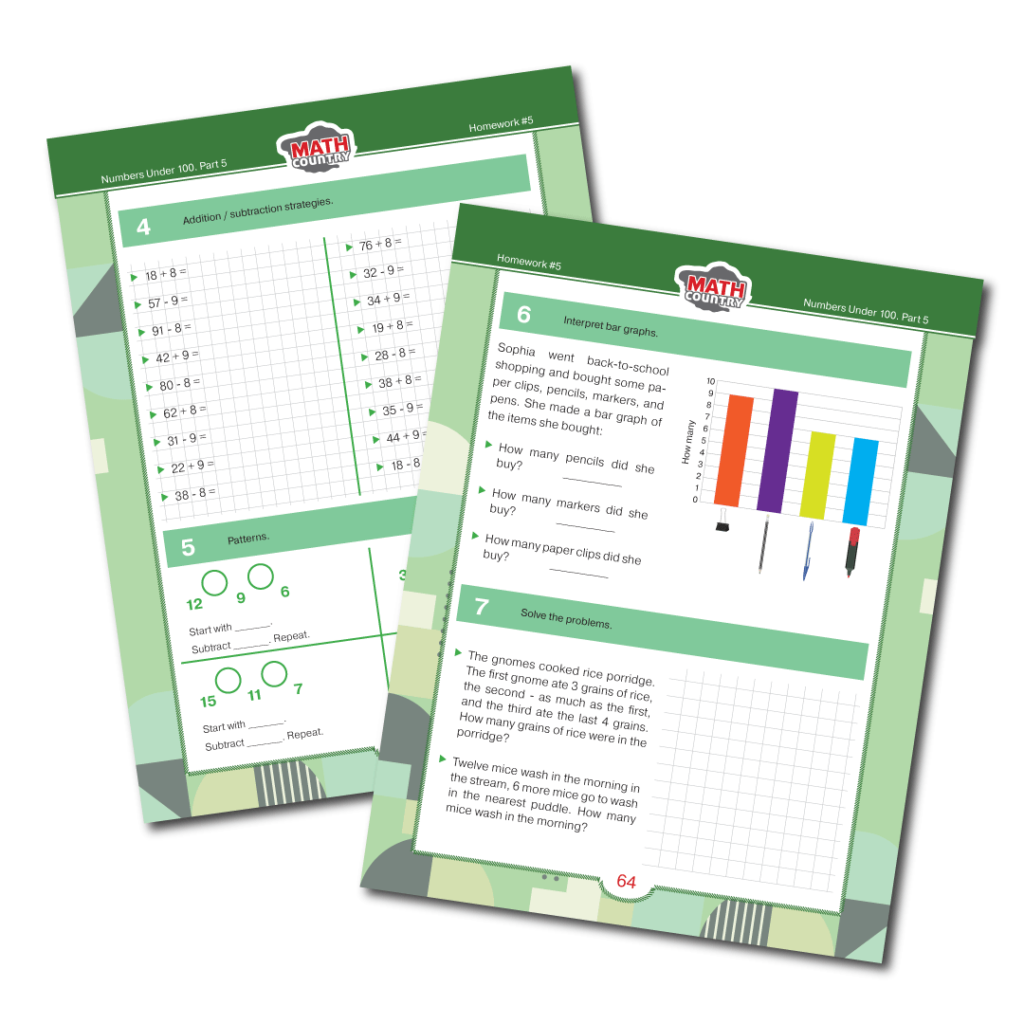 1st Grade Math Workbook (age 6+). Quick Counting. Part 5 | Math Country
