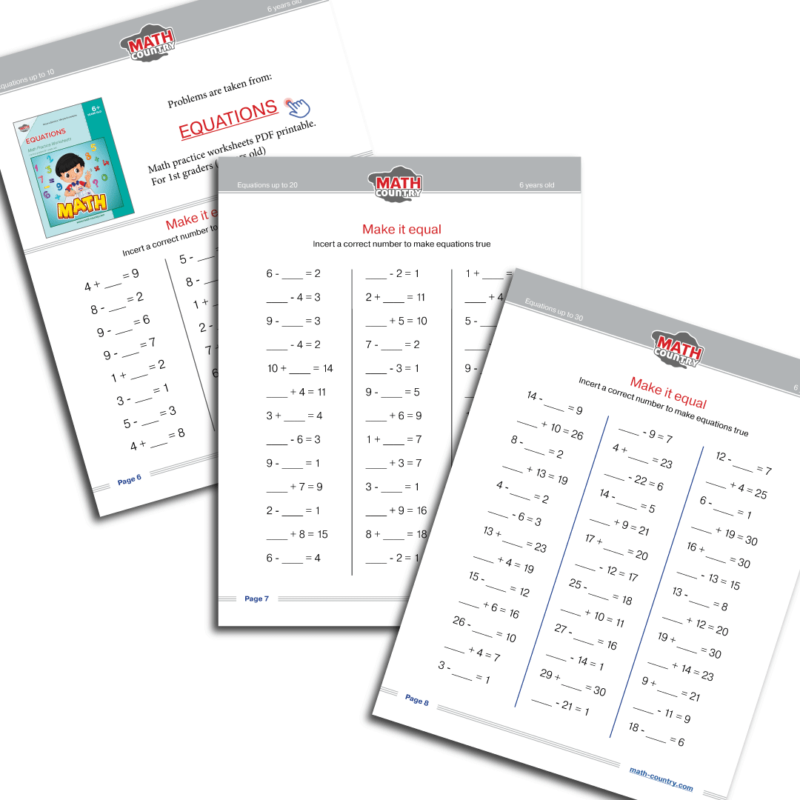 Free Math Worksheets Grade 1 (6+ yo) – Math Country