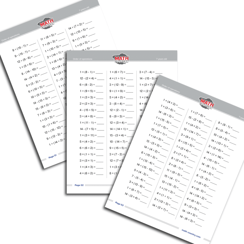 Mental Math All Operations. Math Worksheets grades 2-3 (age 7+) | Math ...