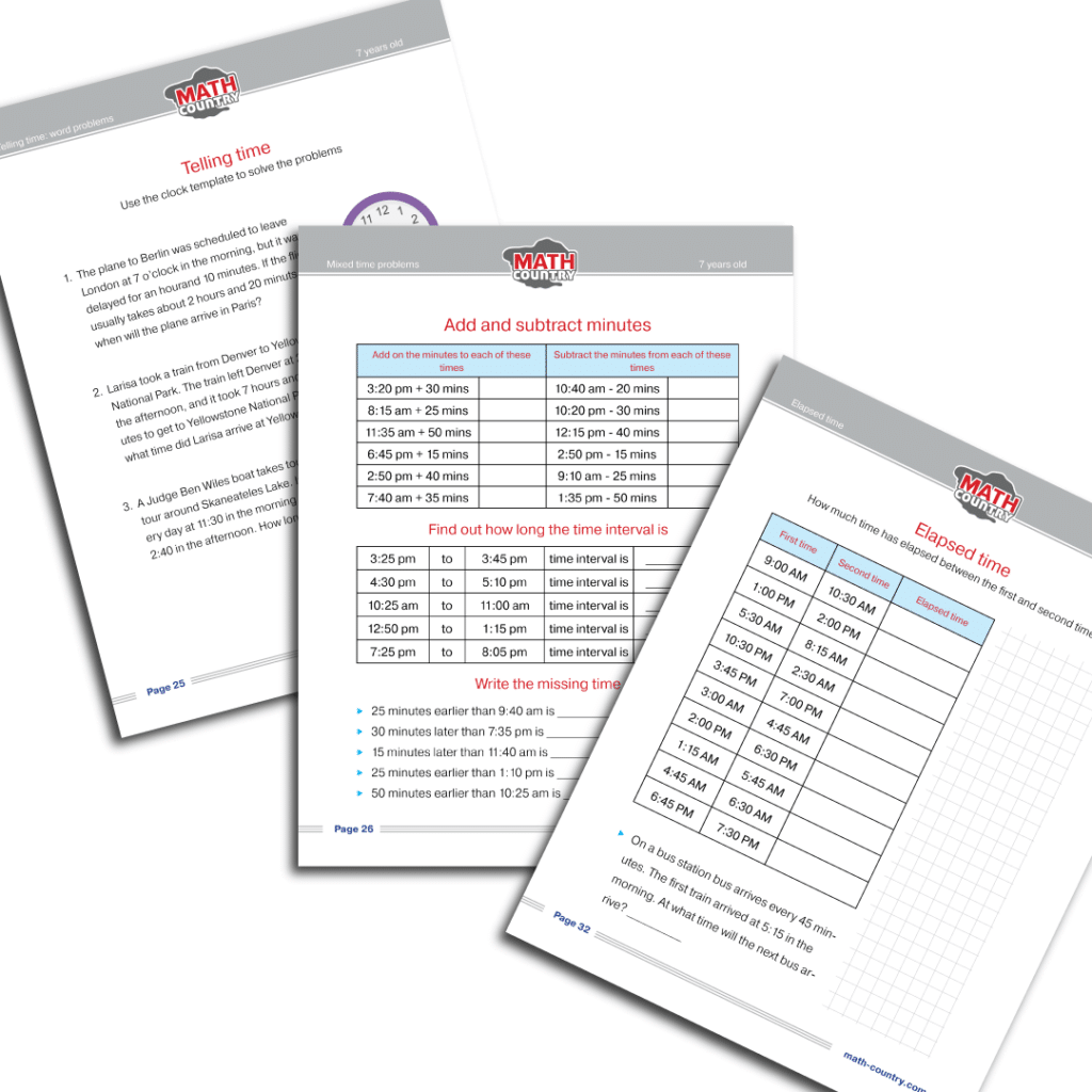 Time Math Worksheets Grades 2 3 Age 7 Math Country