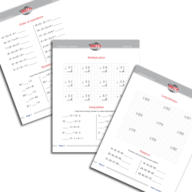 Numbers and Operations. Math Worksheets Grades 3-4 (ages 8-9) | Math ...