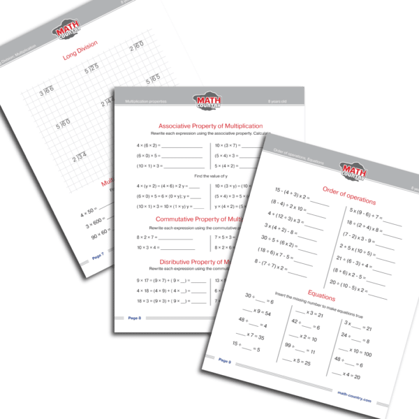 Numbers and Operations. Math Worksheets Grades 3-4 (ages 8-9) – Math ...