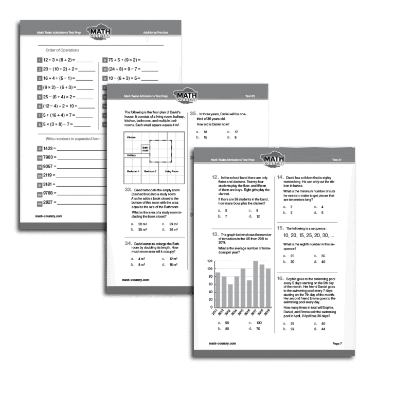 Mark Twain Admissions Test Prep | Grade 5–6 Math Workbook, Practice ...
