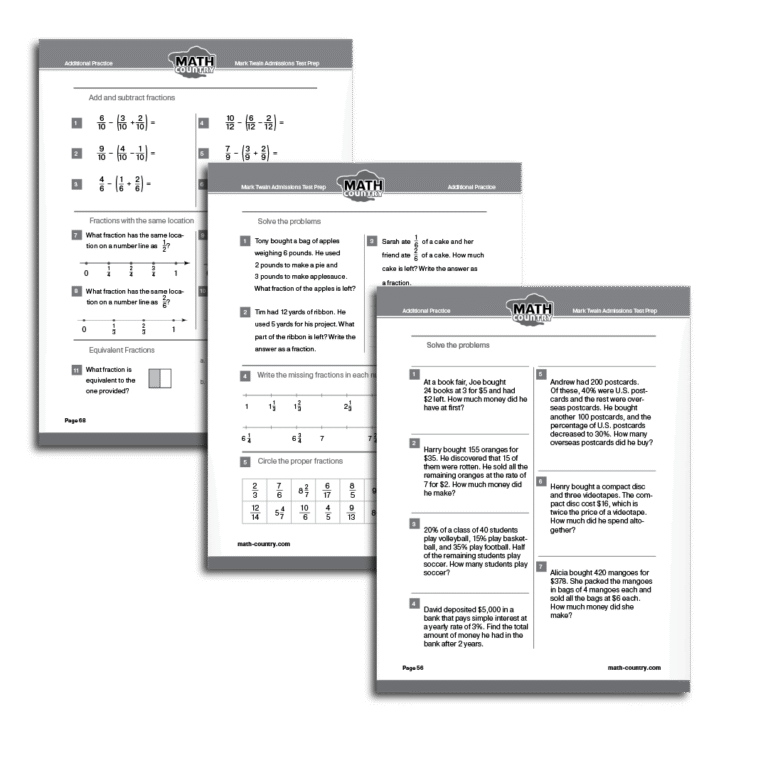 Mark Twain Admissions Test Prep | Grade 5–6 Math Workbook, Practice ...